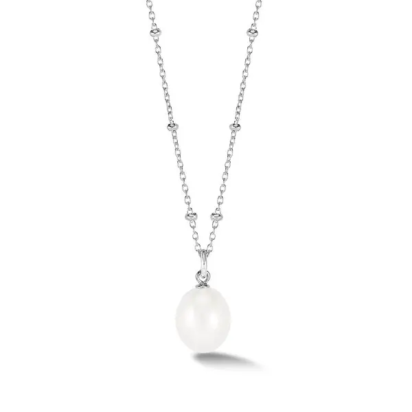 DOWER & HALL Adjustable Timeless Oval White Freshwater Pearl Pendant