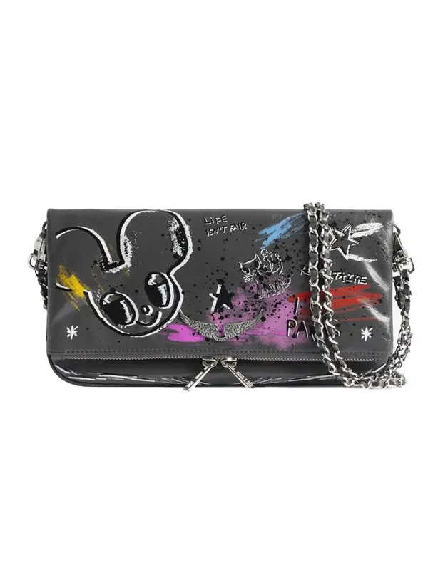 Zadig&Voltaire Leather Clutch With Rhinestone Embellished Wings
