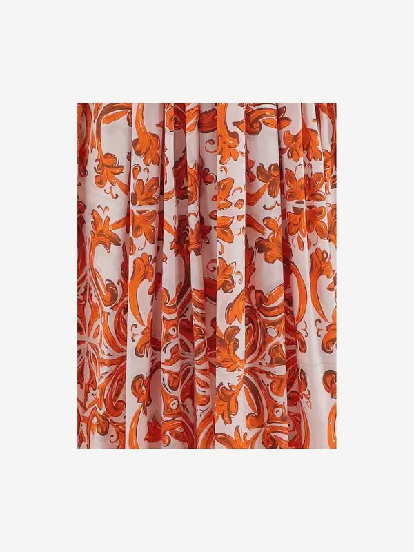 Dolce & Gabbana Long Cotton Poplin Dress With Majolica Print - Multi