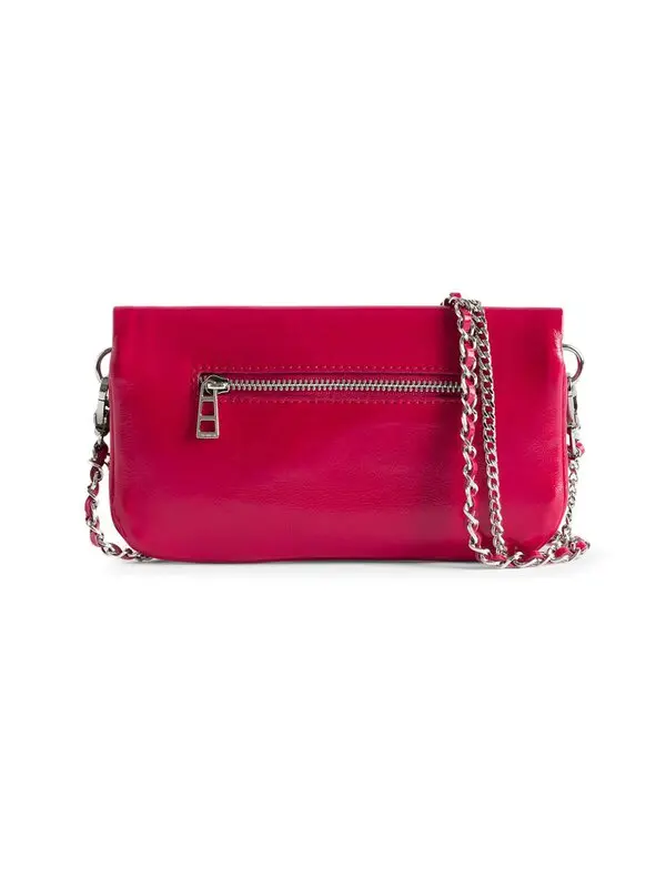 Zadig&Voltaire Vintage Effect Leather Pochette With Rhinestone Wings