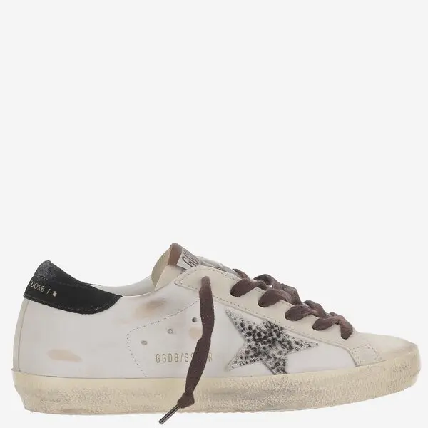 GOLDEN GOOSE Superstar Leather Sneakers With Animal Print Star Detail