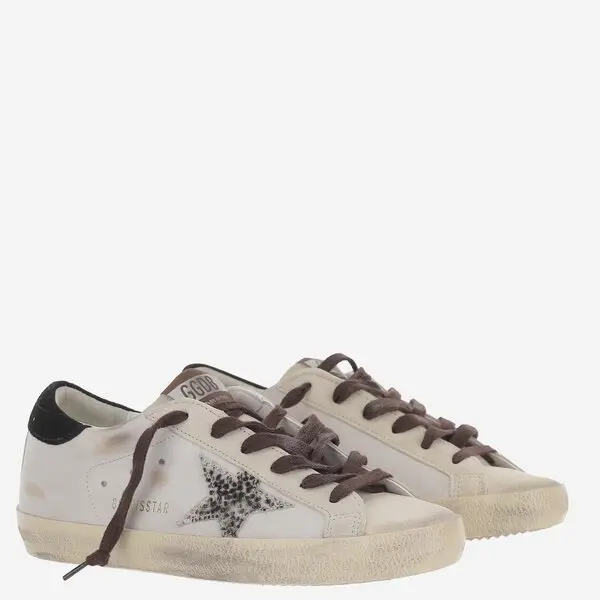 GOLDEN GOOSE Superstar Leather Sneakers With Animal Print Star Detail