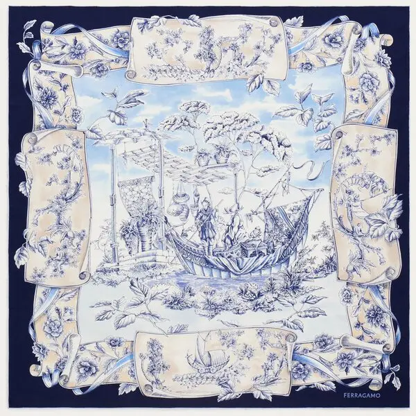 FERRAGAMO Silk Scarf With Voyage Print