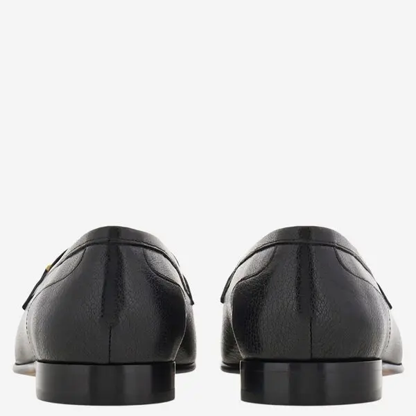 FERRAGAMO Textured Leather Loafers With Gold-tone Loop Detail
