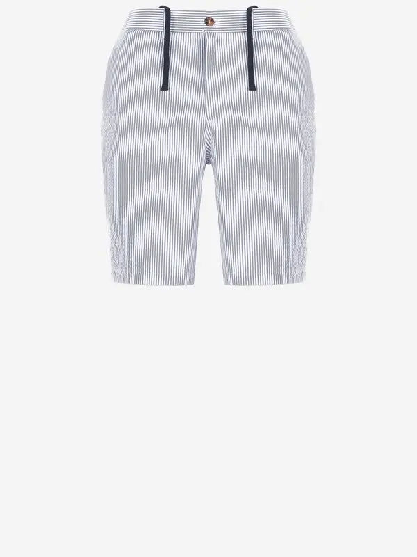 MC2 SAINT BARTH Striped Cotton Shorts - Navy