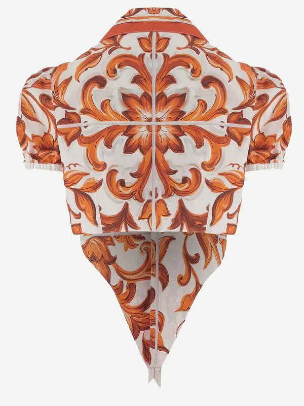 Dolce & Gabbana Cotton Poplin Shirt With Maiolica Print - Multi