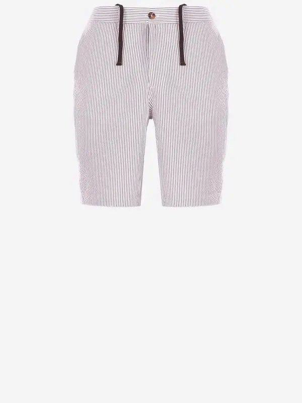 MC2 SAINT BARTH Striped Cotton Shorts - Marrone