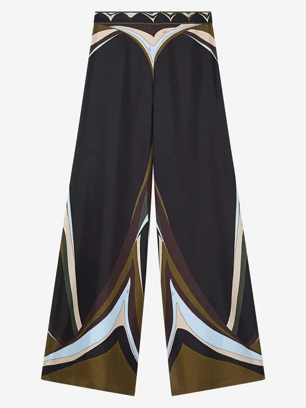 Emilio Pucci Silk Palazzo Pants With Fari Print - Multi