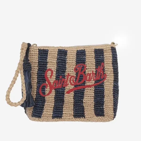 MC2 SAINT BARTH Raffia Clutch With Logo