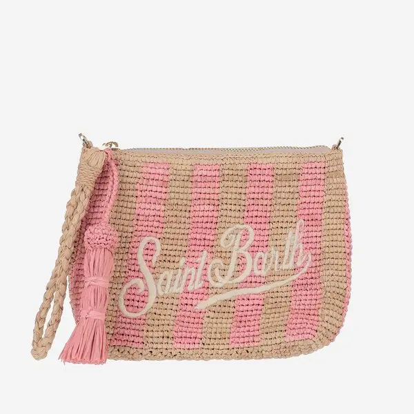 MC2 SAINT BARTH Rafiya Clutch With Logo - Multi