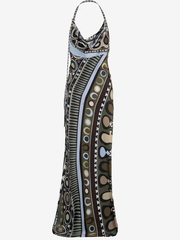 Emilio Pucci Long Silk And Viscose Dress With All Over Print