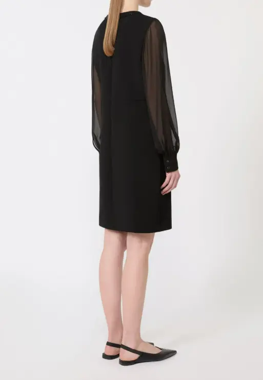Max Mara Embellished Neck Dress With Sheer Sleeves