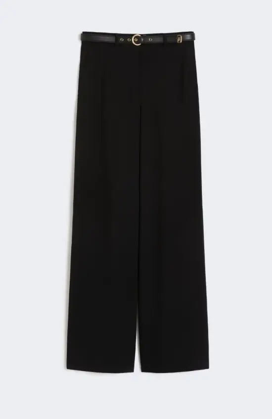 Max Mara High-waisted Belted Wide-leg Trousers - Black