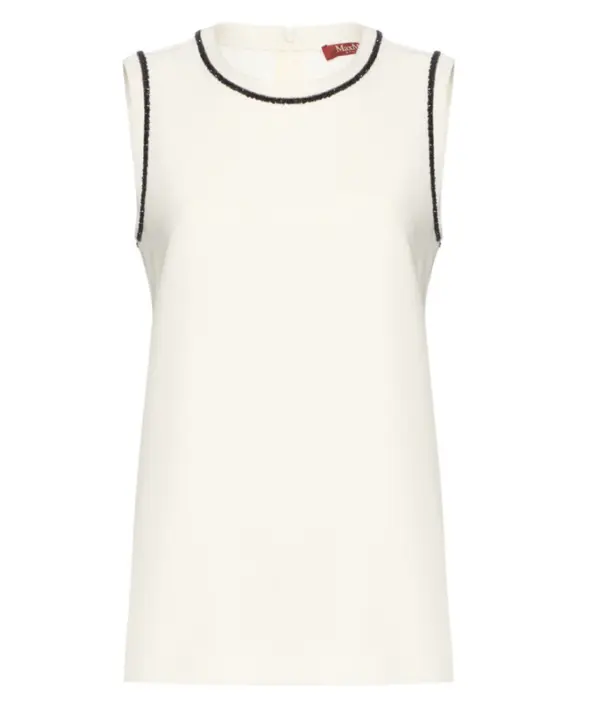 Max Mara Sleeveless Round Neck Top With Embellished Trim