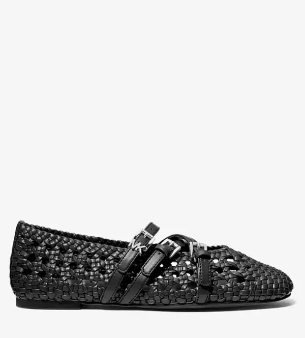 Michael Kors Woven Ballet Flats With Buckle Detailing - Nero