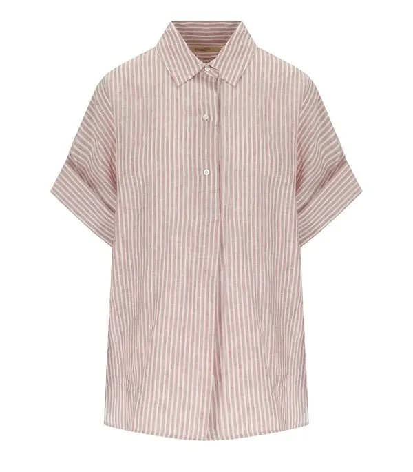 Max Mara Verve Striped Linen Blouse - Beige