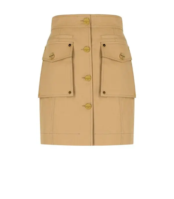 Elisabetta Franchi Camel Mini Skirt With Pockets