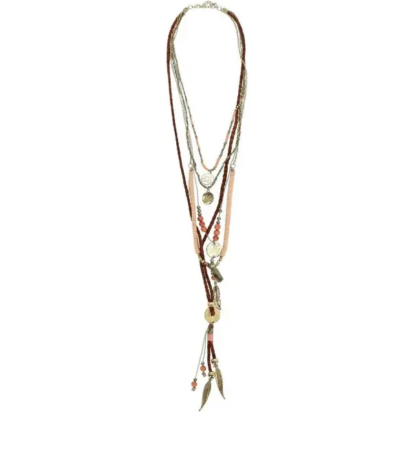 PAHIESA FORMENTERA Layered Charm Necklace - Pink