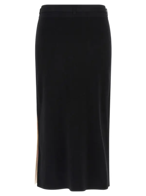 Elisabetta Franchi Knitted Midi Skirt With Belt Detail - Nero/burro