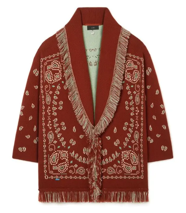 Alanui Bandana Jacquard Cardigan - Red Multi