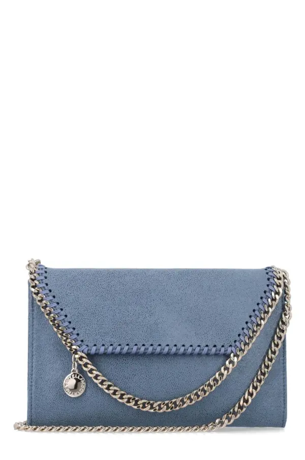 Stella McCartney Falabella Wallet W/chain Bag Eco Shaggy Deer W/light Gold Color Chain - Blu