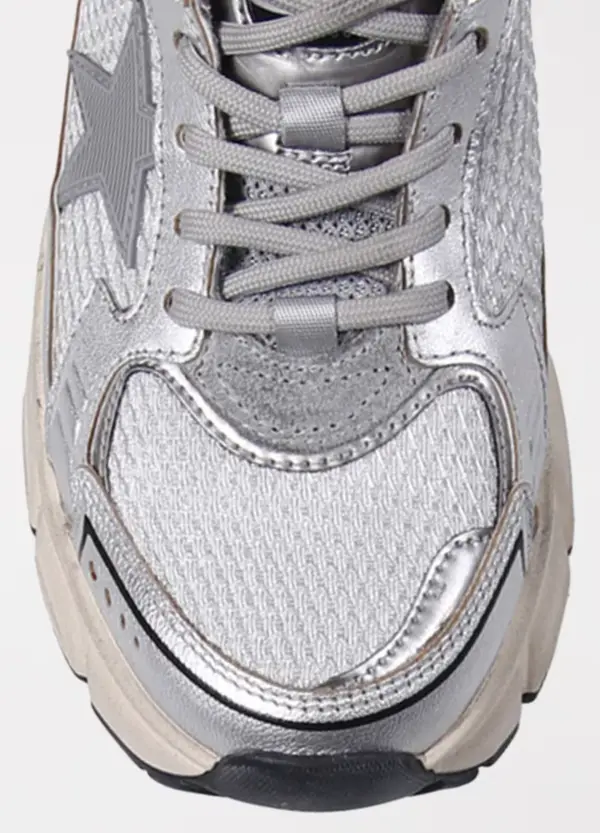 GOLDEN GOOSE Lightstar Mesh And Nappa Sneakers - Grey/silver/black