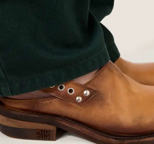 Miu Miu Leather Clogs With Ankle Strap