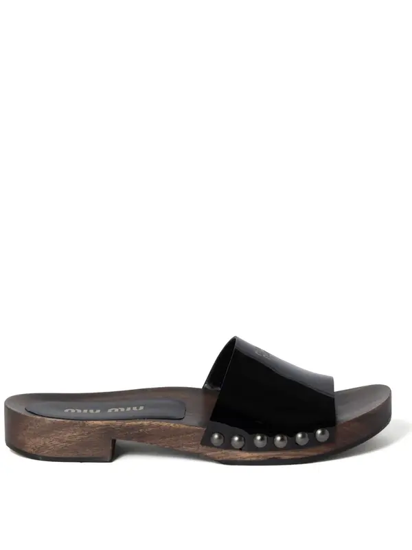 Miu Miu Patent Leather Clogs With Stud Detail