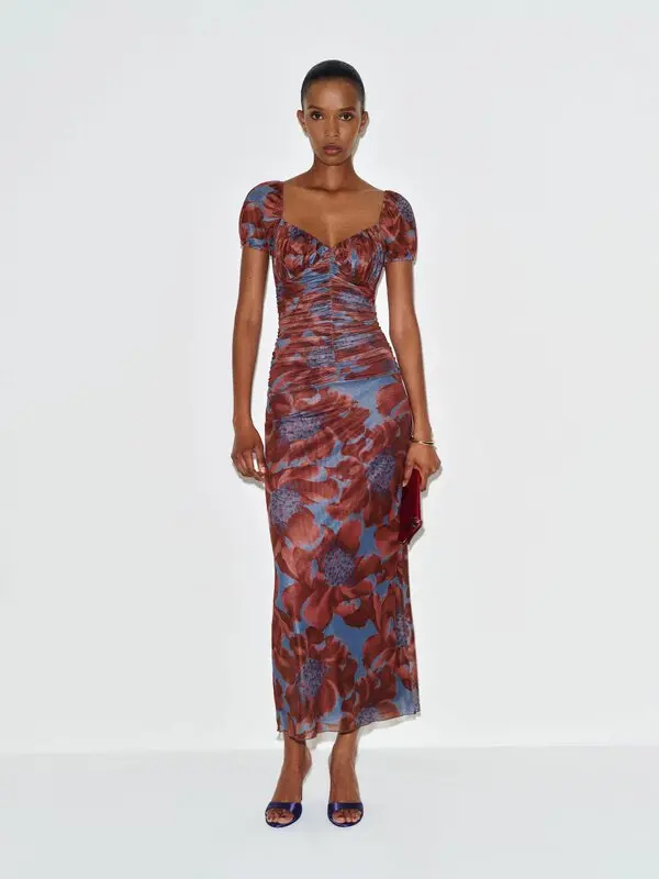 REFORMATION Lisbon Mesh Knit Dress - Blue
