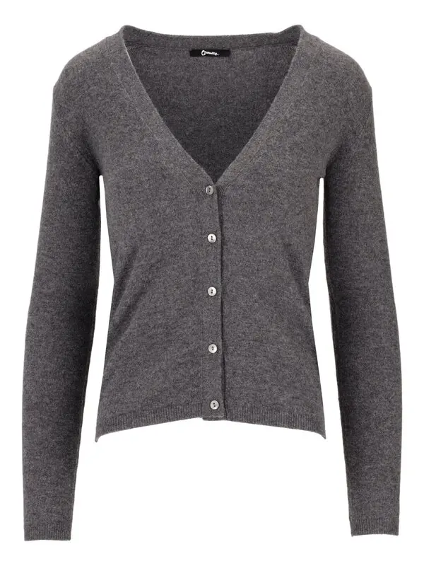 LA ROSE Cashmere Crop V Neck Cardigan