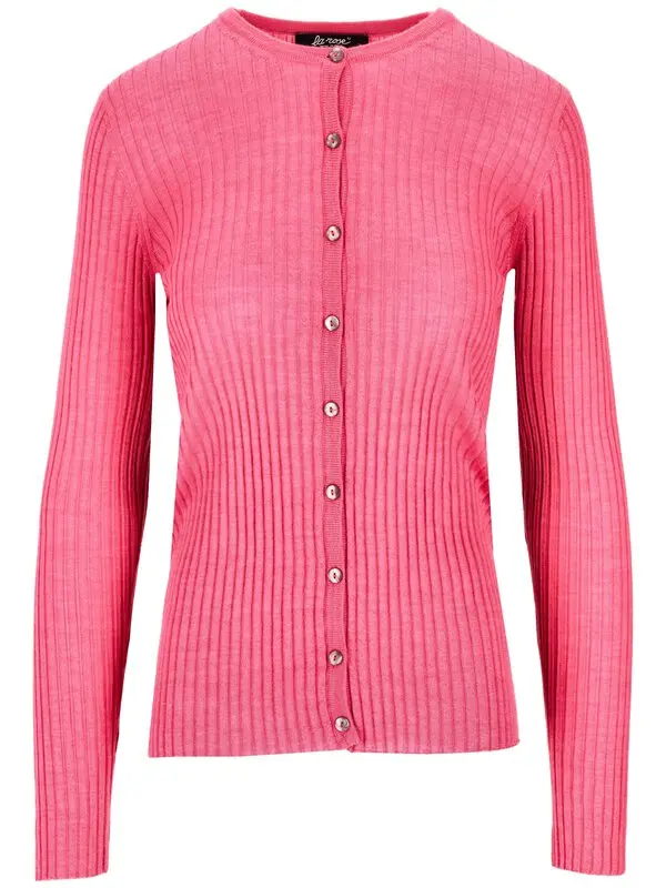 LA ROSE Cashmere And Silk Ribbed Cardigan