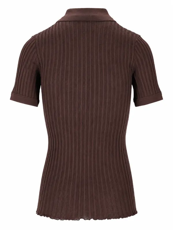 Miu Miu Ribbed Silk Polo Shirt