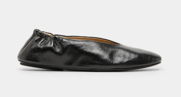 Marsèll Ballerina Flats In Crinkled Sheepskin Leather - Nero