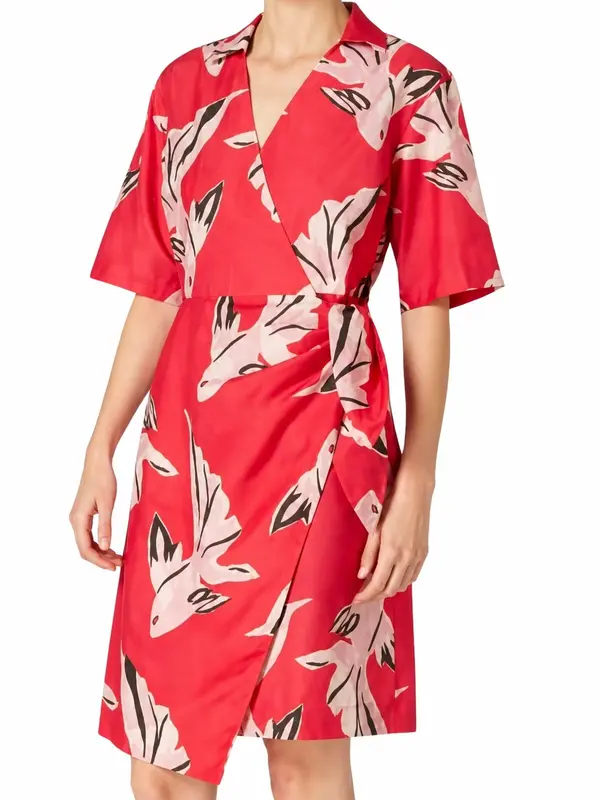 Paul Smith Wrap Dress With Floral Print - Fuchsia