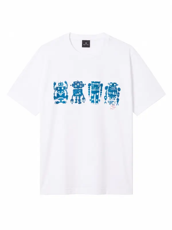 Paul Smith Robot Print Slim Fit T-shirt - White