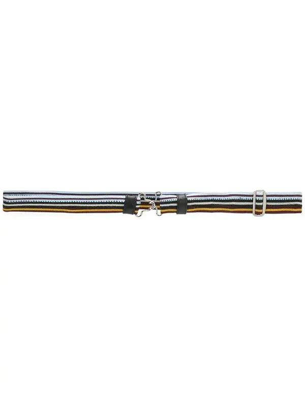 Prada Striped Clasp Buckle Belt