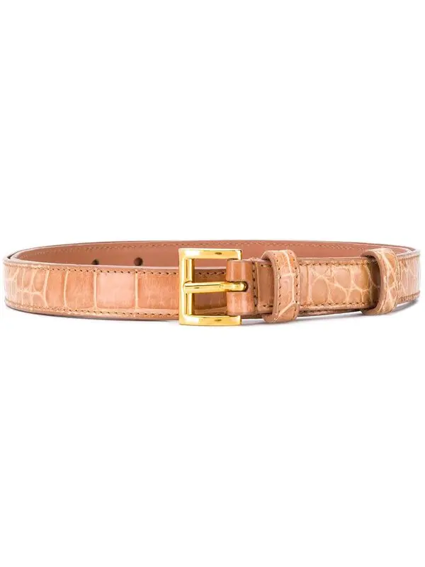 Prada Embossed Slim Belt - Beige