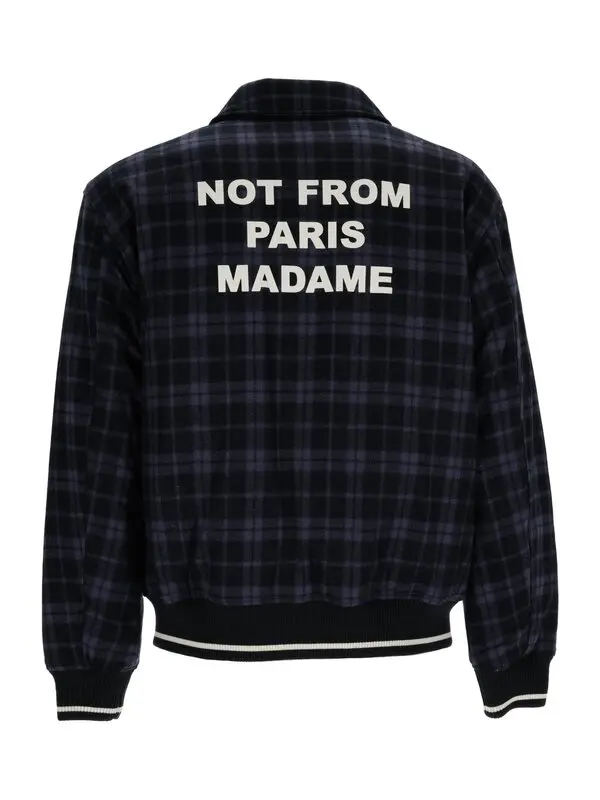 DR�LE DE MONSIEUR Drôle De Monsieur Navy Check Flannel Jacket With Slogan