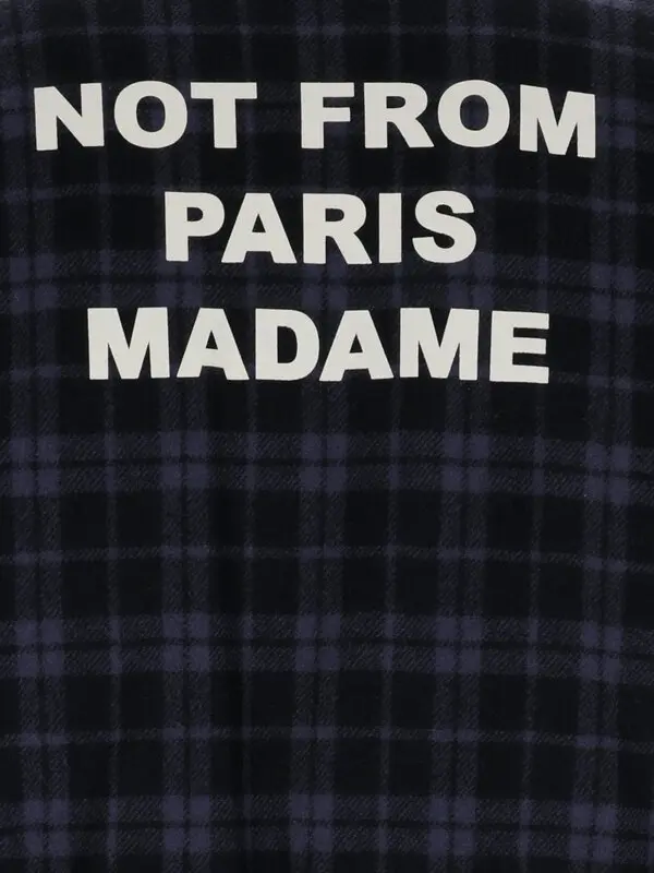 DR�LE DE MONSIEUR Drôle De Monsieur Navy Check Flannel Jacket With Slogan