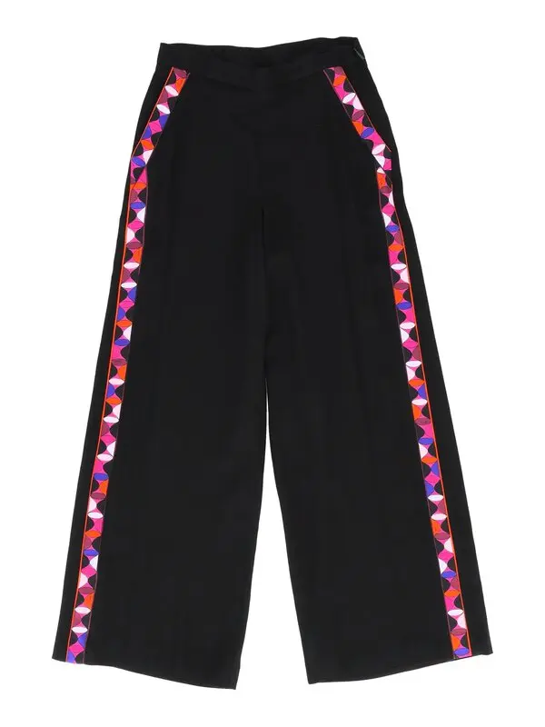Emilio Pucci Black Trousers With Geometric Print Trim