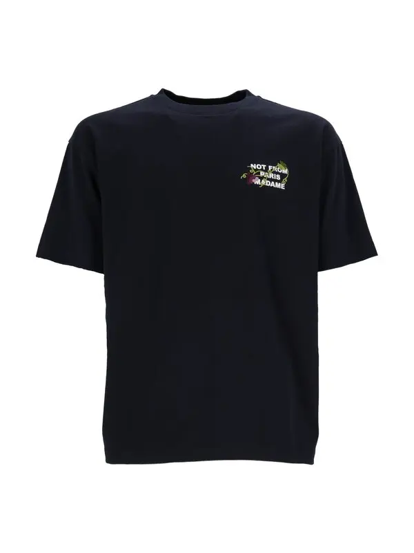 DR�LE DE MONSIEUR Dr Le De Monsieur Navy Vine Embroidered Slogan T-shirt