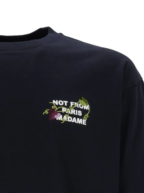 DR�LE DE MONSIEUR Dr Le De Monsieur Navy Vine Embroidered Slogan T-shirt