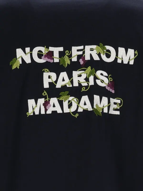 DR�LE DE MONSIEUR Dr Le De Monsieur Navy Vine Embroidered Slogan T-shirt