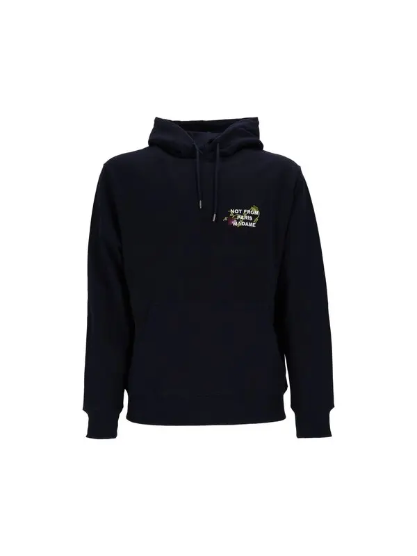 DR�LE DE MONSIEUR Dr Le De Monsieur Navy Vine Embroidered Slogan Hoodie