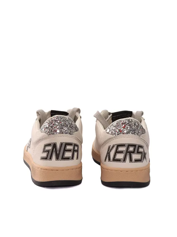 GOLDEN GOOSE Ballstar Sneakers With Glitter Star And Heel - White