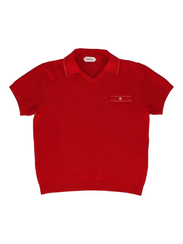 Versace Knit Polo Shirt With Contrast Stitching