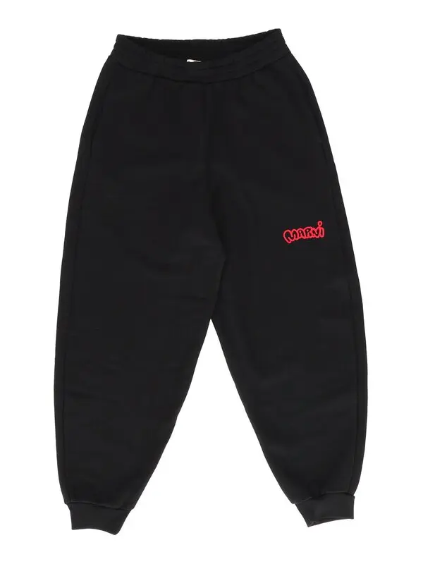 Marni Mp263u Black Joggers With Logo