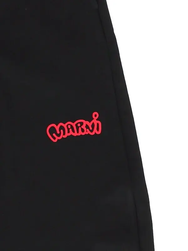 Marni Mp263u Black Joggers With Logo