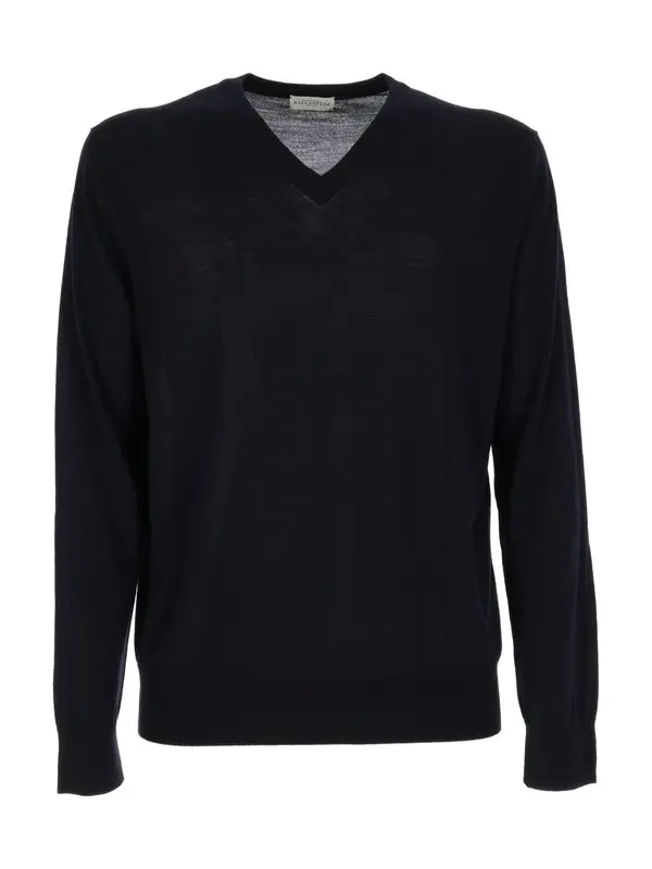 BALLANTYNE V Neck Pullover - Blu
