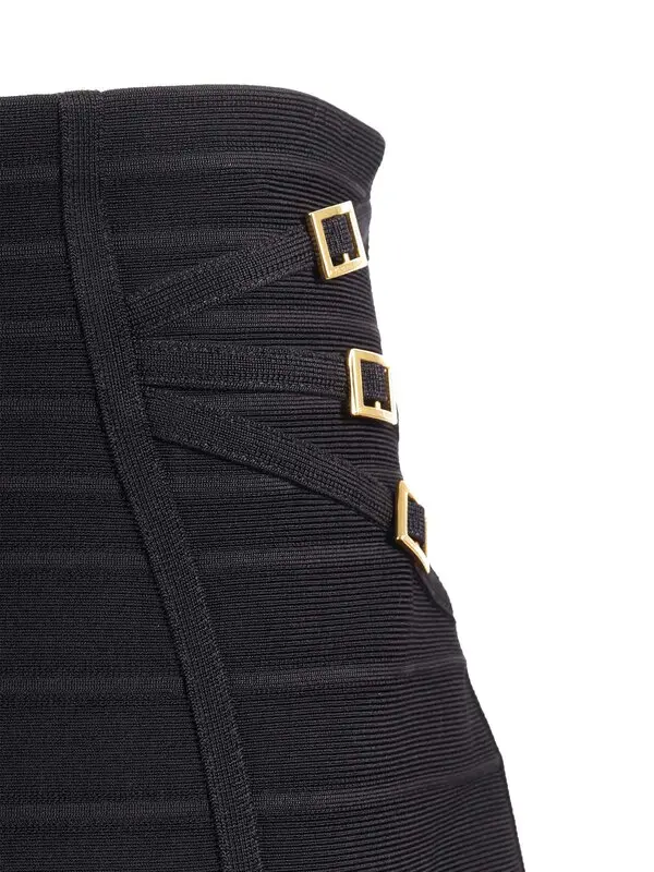 Elisabetta Franchi Black Knit Skirt With Embellished Detail